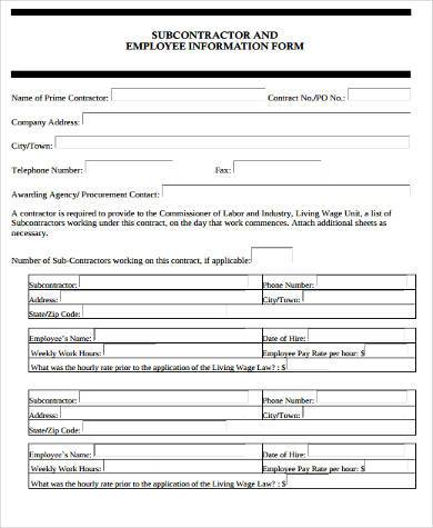 FREE 8+ Contract Labor Form Samples, PDF, MS Word, Google Docs