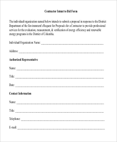 FREE 6+ Sample Contractor Bid Forms in PDF | MS Word | Excel