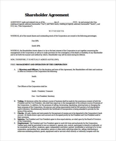 FREE 8+ Sample Shareholder Agreement Forms in PDF | MS Word