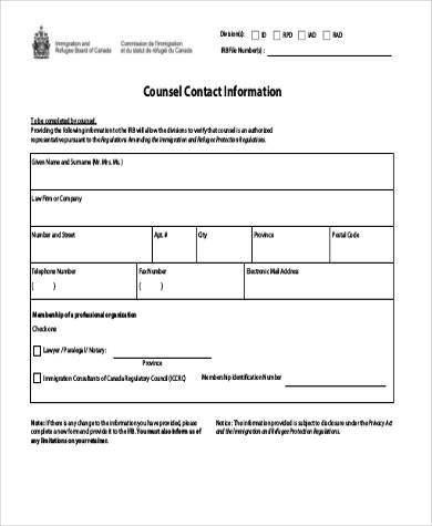 FREE 9+ Sample Contact Information Forms in MS Word | PDF