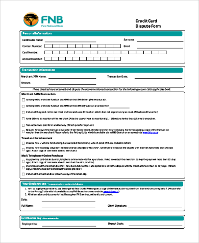 FREE 9+ Sample Credit Dispute Forms in PDF | MS Word