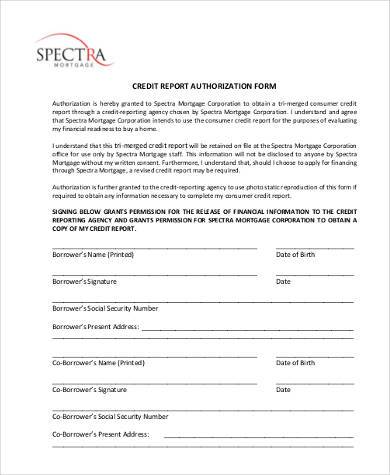 FREE 9 + Sample Credit Report Authorization Forms in MS Word | PDF