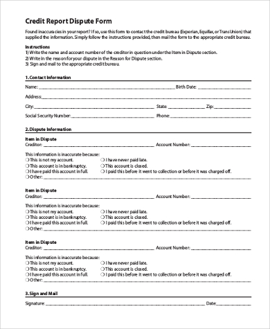 FREE 9+ Sample Credit Dispute Forms in PDF | MS Word