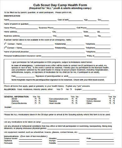 FREE 8+ Sample Boy Scout Physical Forms in PDF | MS Word