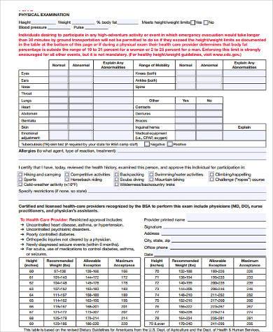 FREE 8+ Sample Boy Scout Physical Forms in PDF | MS Word