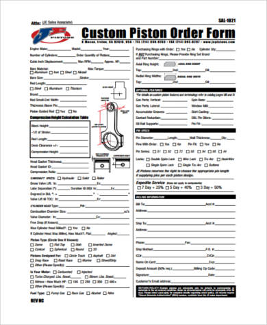 FREE 8+ Sample Custom Order Forms in PDF | MS Word