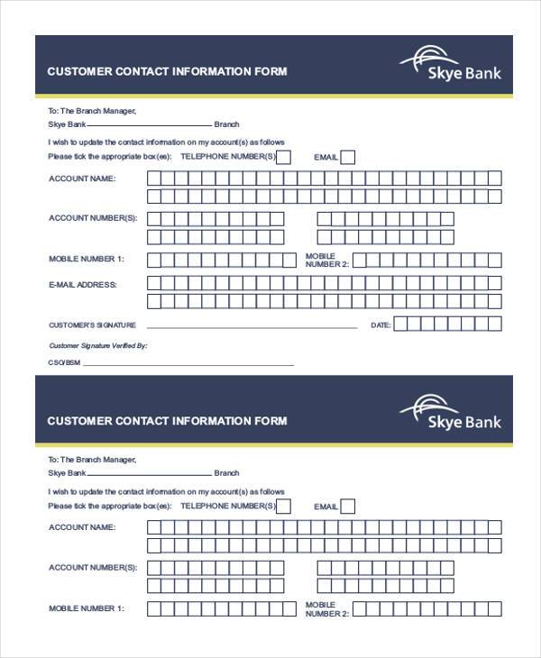 FREE 13+ Customer Information Form Samples, PDF, MS Word, Google Docs ...
