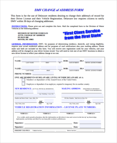 FREE 7+ Sample DMV Address Change Forms in PDF | MS Word