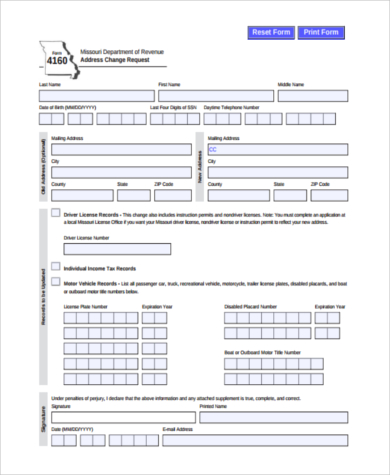 FREE 7+ Sample DMV Address Change Forms in PDF | MS Word