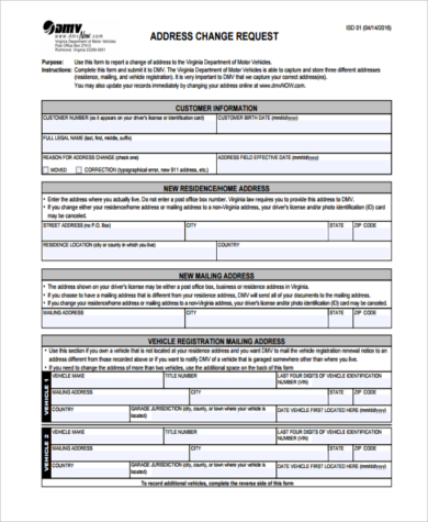 FREE 7+ Sample DMV Address Change Forms in PDF | MS Word