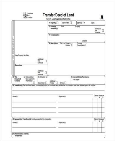 FREE 8+ Deed Transfer Form Samples in PDF | MS Word