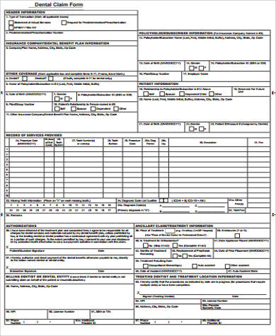 FREE 9+ Sample Dental Claim Forms in PDF | MS Word