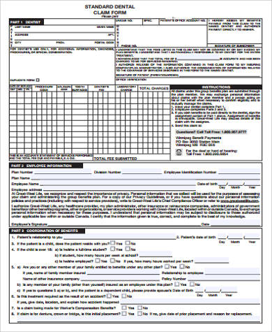 FREE 9+ Sample Dental Claim Forms in PDF | MS Word
