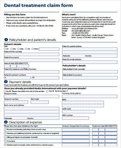 FREE 8+ Dental Claim Forms & Samples in MS Word | PDF