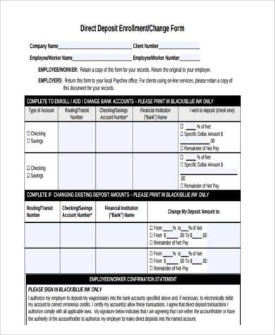 FREE 13+ Direct Deposit Form Samples, PDF, MS Word, Google Docs