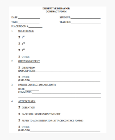 FREE 8+ Sample Behavioral Contract Forms in PDF | MS Word