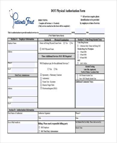 Free 17+ Dot Physical Form Samples, PDF, MS Word, Google Docs