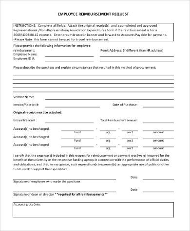 FREE 14+ Sample Reimbursement Request Forms in PDF | MS Word | Excel