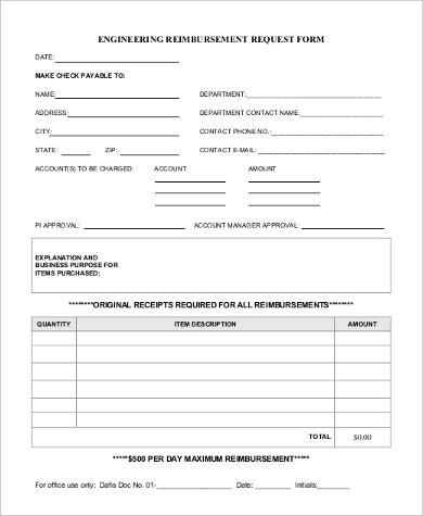 FREE 14+ Sample Reimbursement Request Forms in PDF | MS Word | Excel