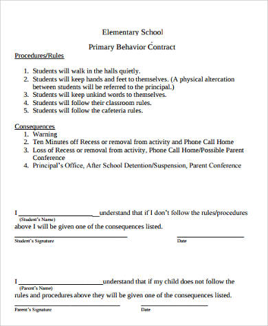 FREE 12+ Student Behavior Contract Form Samples, PDF, MS Word, Google Docs
