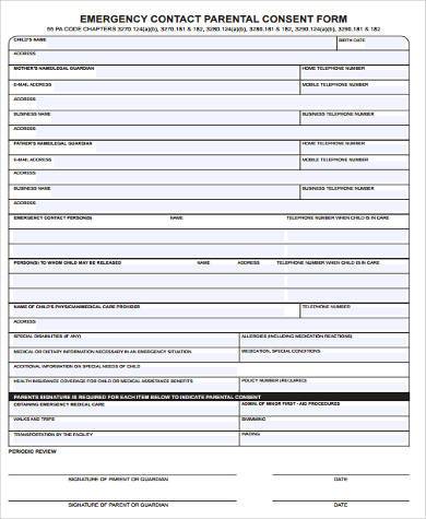 FREE 8+ Sample Parent Contact Forms in PDF | MS Word