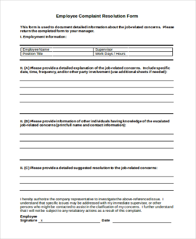 FREE 13+ Employee Complaint Form Samples, PDF, MS Word, Google Docs