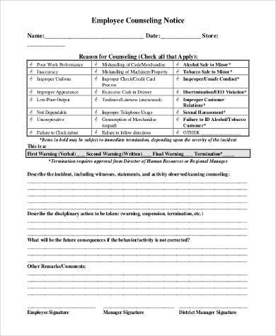 FREE 10+ Sample Employee Counseling Forms in PDF | MS Word