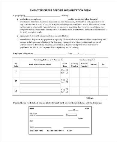 FREE 9+ Sample Employee Direct Deposit Forms in PDF | Excel | MS Word