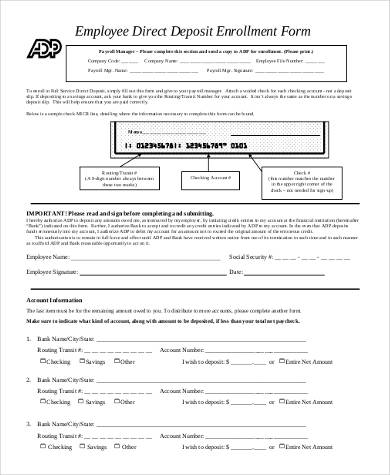 FREE 9+ Sample Employee Direct Deposit Forms in PDF | Excel | MS Word