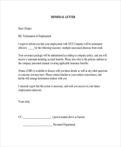 FREE 12+ Employment Termination Letter Samples, PDF, MS Word, Google Docs