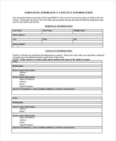 FREE 10+ Sample Contact Forms in PDF | MS Word | Excel