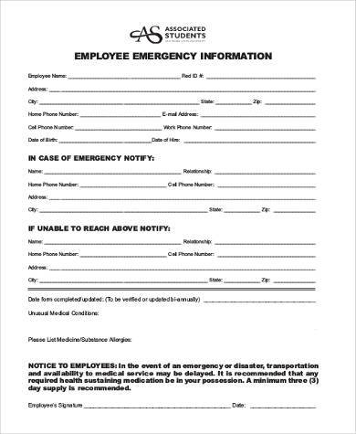 FREE 8+ Sample Employee Information Forms in MS Word | PDF