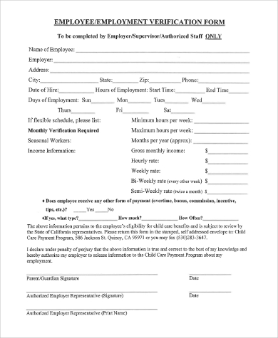 FREE 9+ Sample Employee Verification Forms in MS Word | PDF | Excel