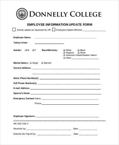 FREE 8+ Sample Employee Information Forms in MS Word | PDF