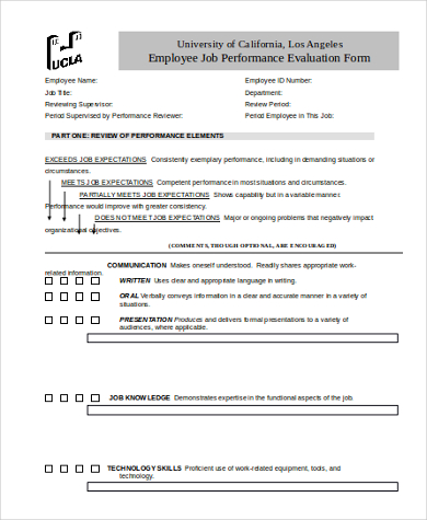 FREE 8+ Job Performance Evaluation Forms & Samples in PDF | MS Word