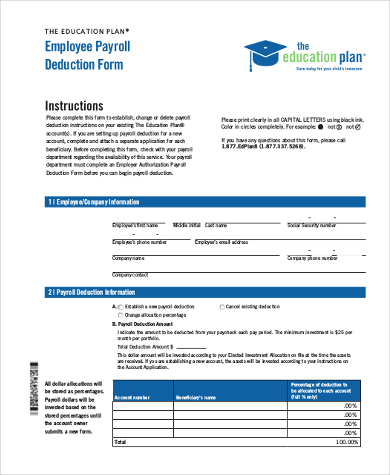 FREE 13+ Payroll Deduction Form Samples, PDF, MS Word, Google Docs