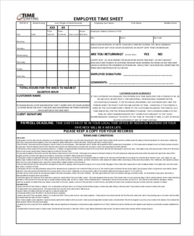 FREE 7+ Sample Employee Time Sheets in MS Excel | PDF | MS Word