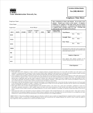 FREE 7+ Sample Employee Time Sheets in MS Excel | PDF | MS Word