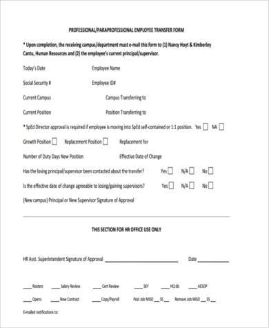 FREE 8+ Sample Employee Transfer Forms in PDF | MS Word