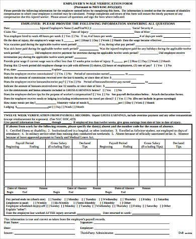 FREE 9+ Sample Wage Verification Forms in PDF | MS Word