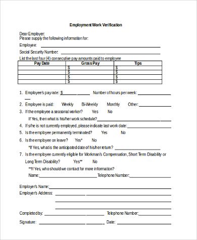 FREE 9+ Sample Employee Verification Forms in MS Word | PDF | Excel