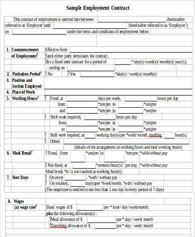 FREE 9+ Sample Employment Agreement Forms in PDF | MS Word
