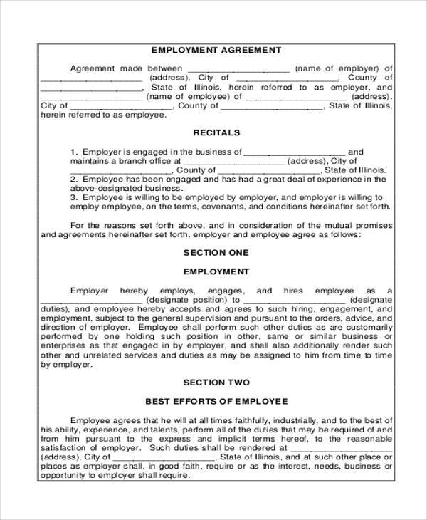 FREE 10+ Employment Agreement Samples in PDF | MS Word