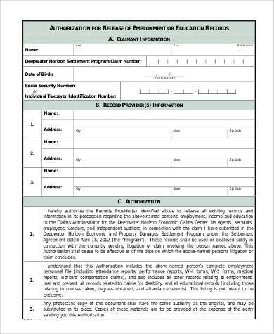 FREE 8+ Employment Authorization Forms & Samples in PDF | MS Word