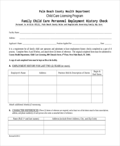 FREE 10+ Sample Employment History Forms in PDF | MS Word | Excel