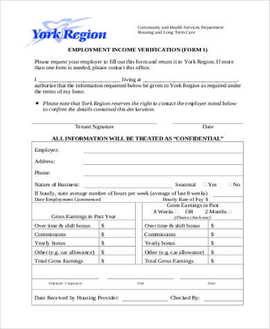 FREE 9+ Sample Income Verification Forms in PDF | Excel | MS Word
