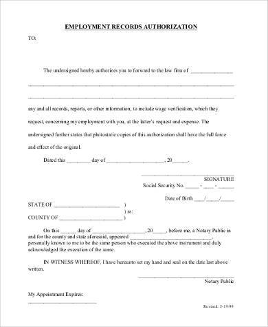 FREE 8+ Employment Authorization Forms & Samples in PDF | MS Word
