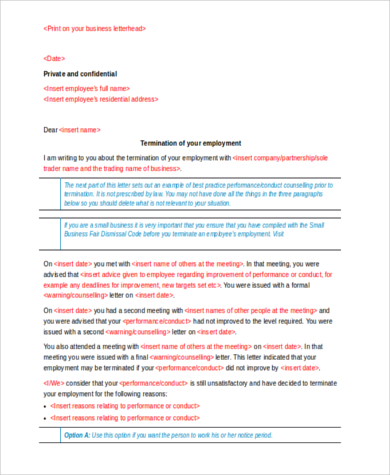 FREE 12+ Employment Termination Letter Samples, PDF, MS Word, Google Docs