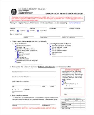 Sample Employment Verification Request Forms - 8+ Free Documents in ...