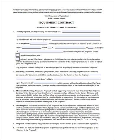 FREE 9+ Sample Equipment Contract Forms in PDF | MS Word | Excel